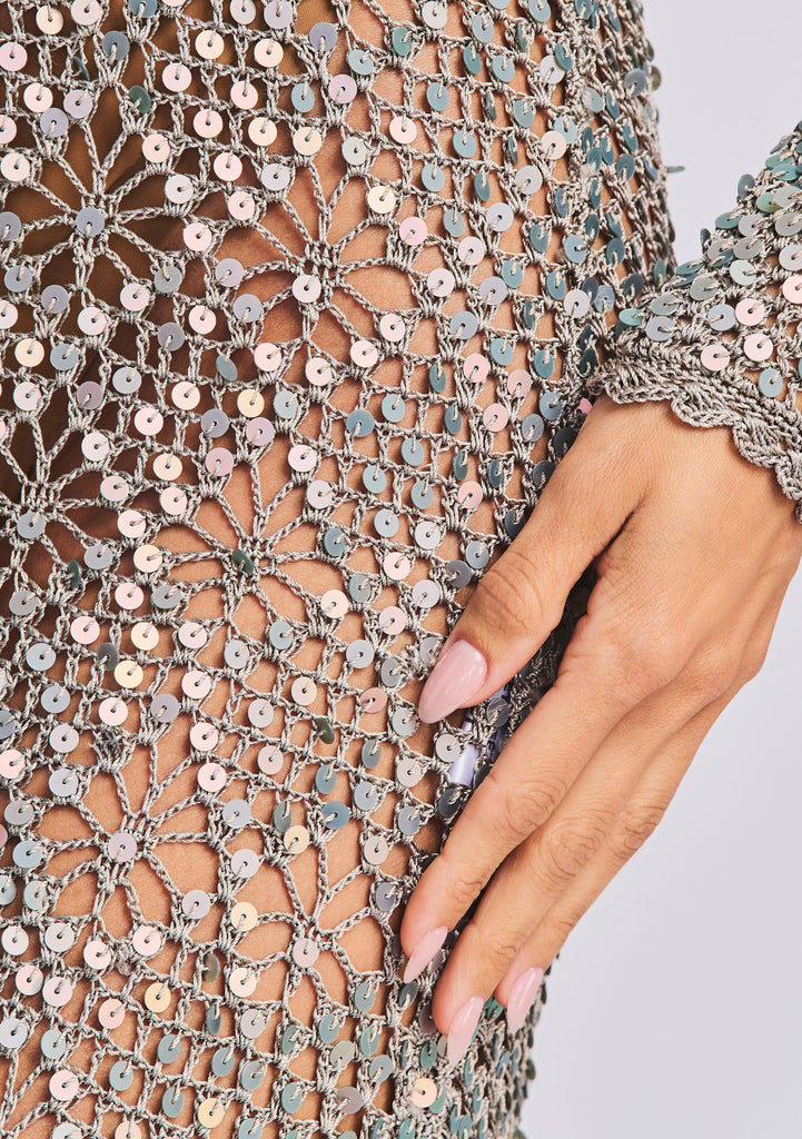 Alexa Sequin Open Crochet Dress – Retrofete