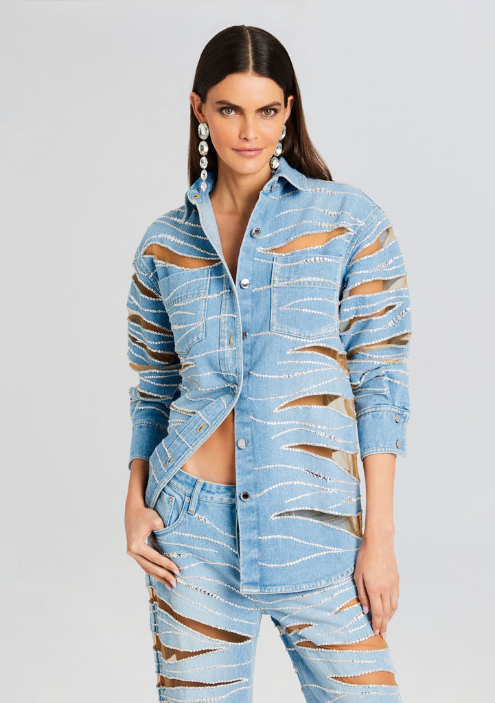 Avani Embellished Denim Shirt – Retrofete