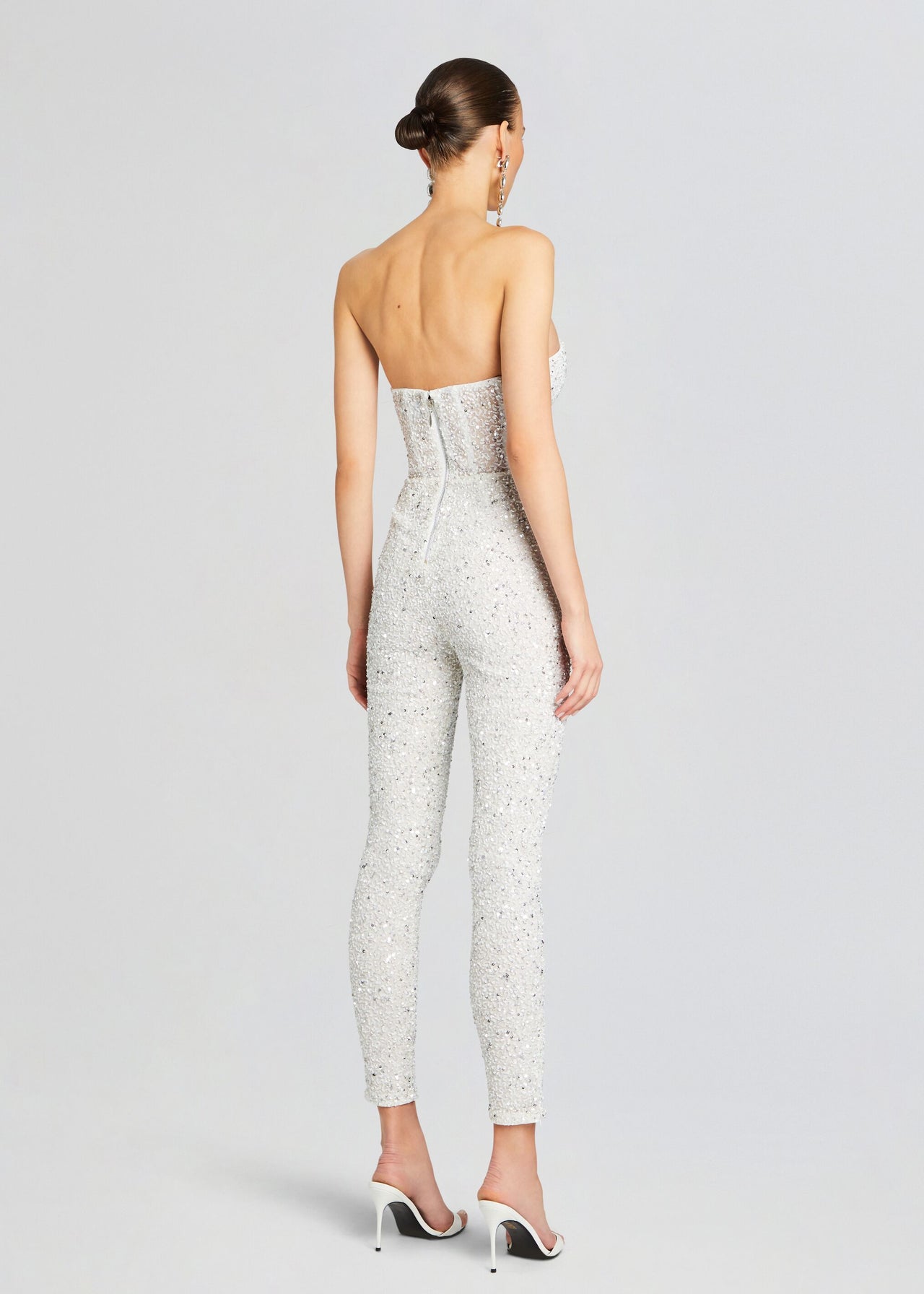 white sequin jumpsuit
