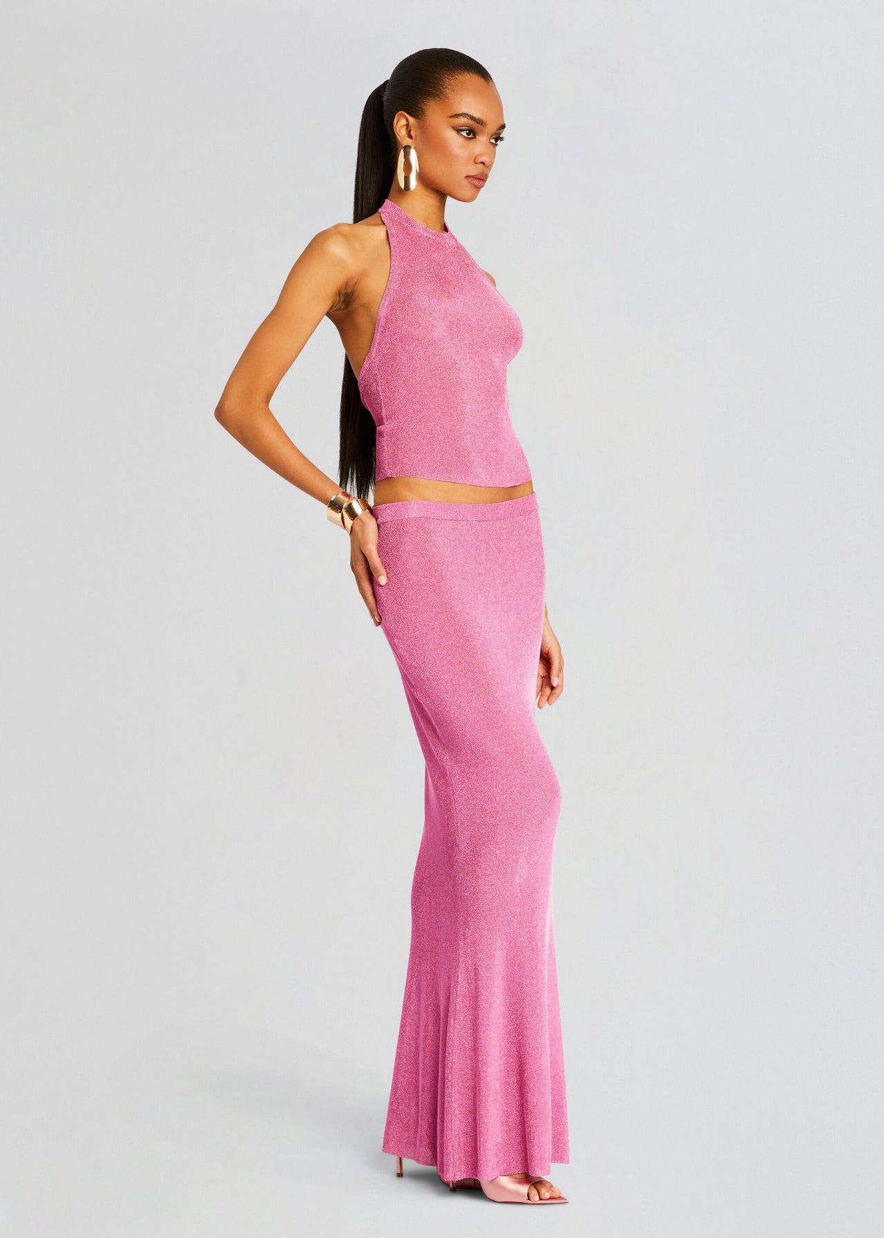 Minnie Metallic Knit Halter Top – Retrofete