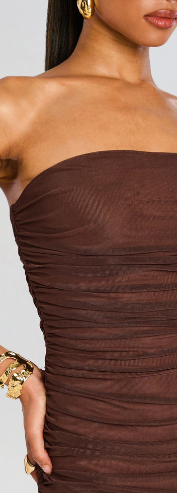 Brown Strapless Dress | Adele Dress | Retrofête – Retrofete