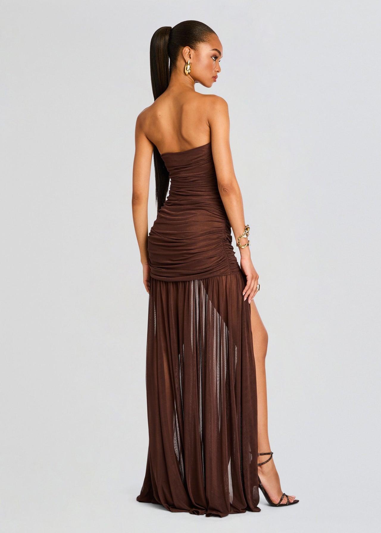 Brown Strapless Dress | Adele Dress | Retrofête – Retrofete