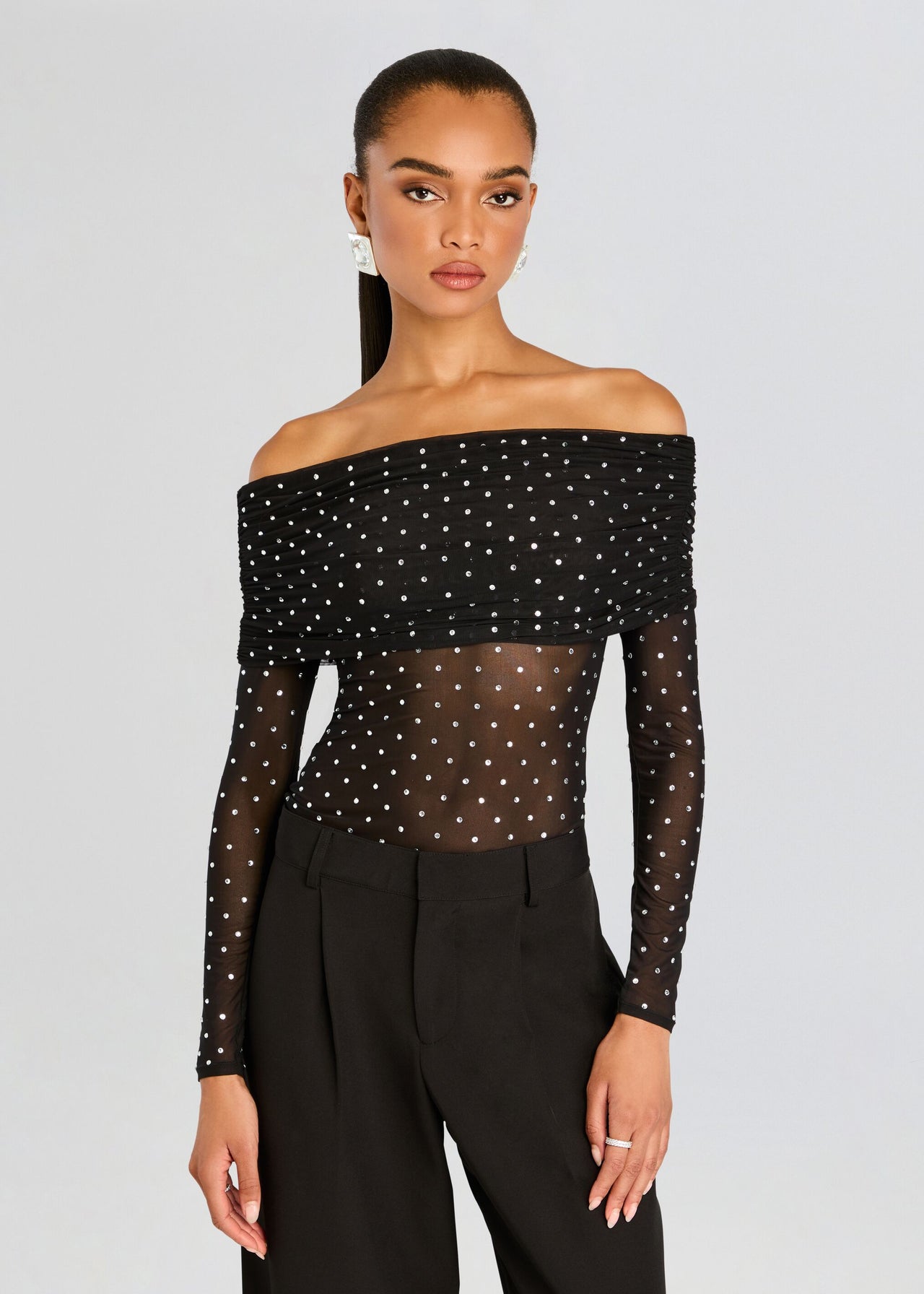 black mesh pattern top