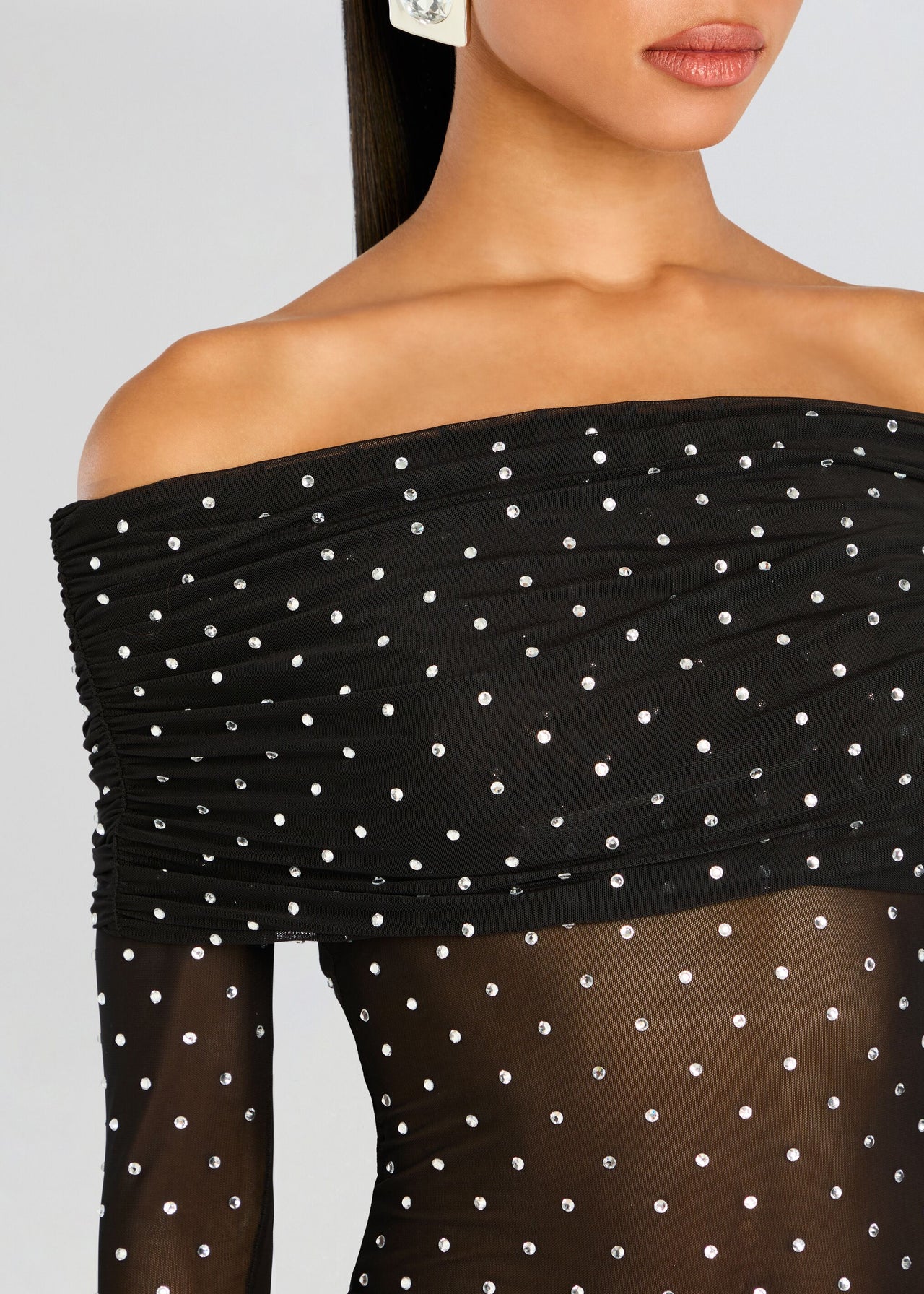 Oriana Embellished Mesh Top – Retrofete
