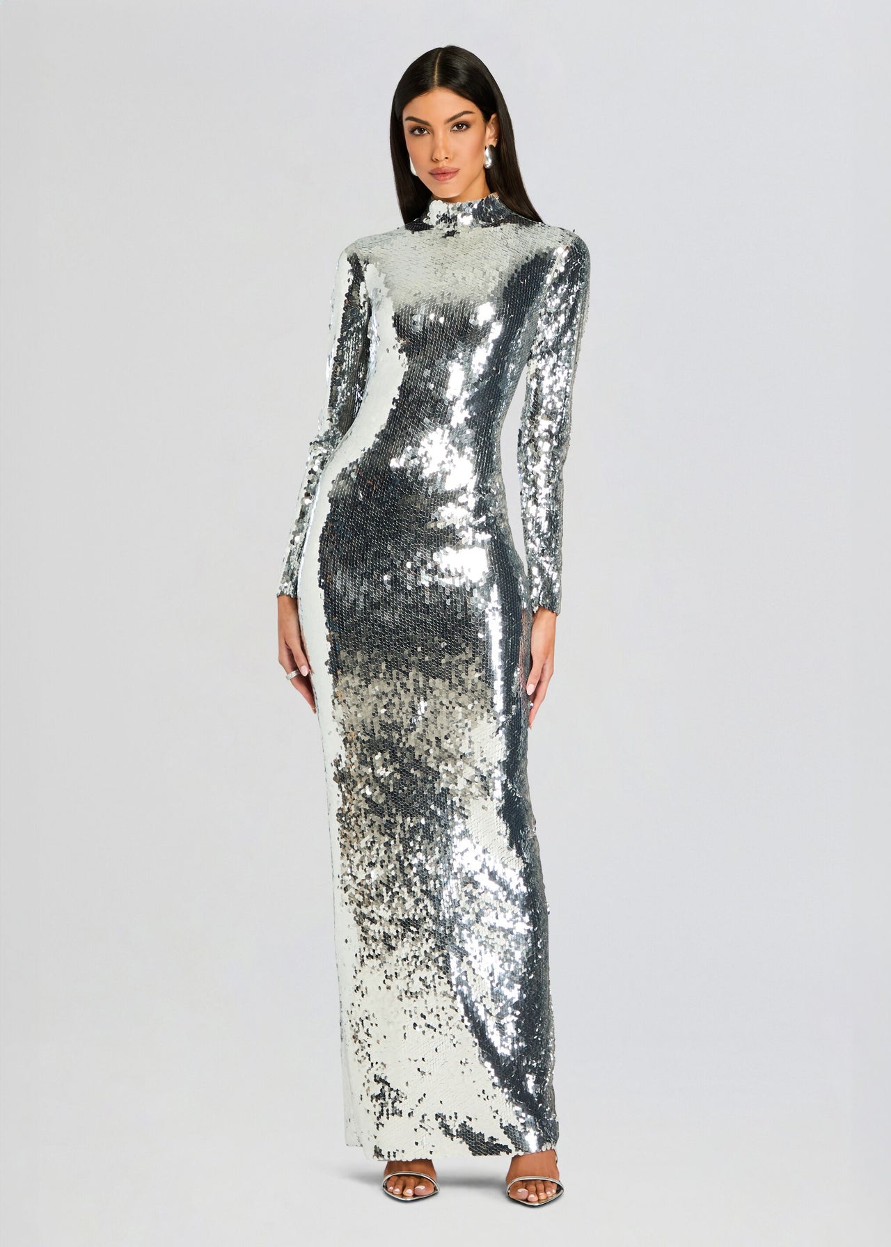 silver sequin maxi dress