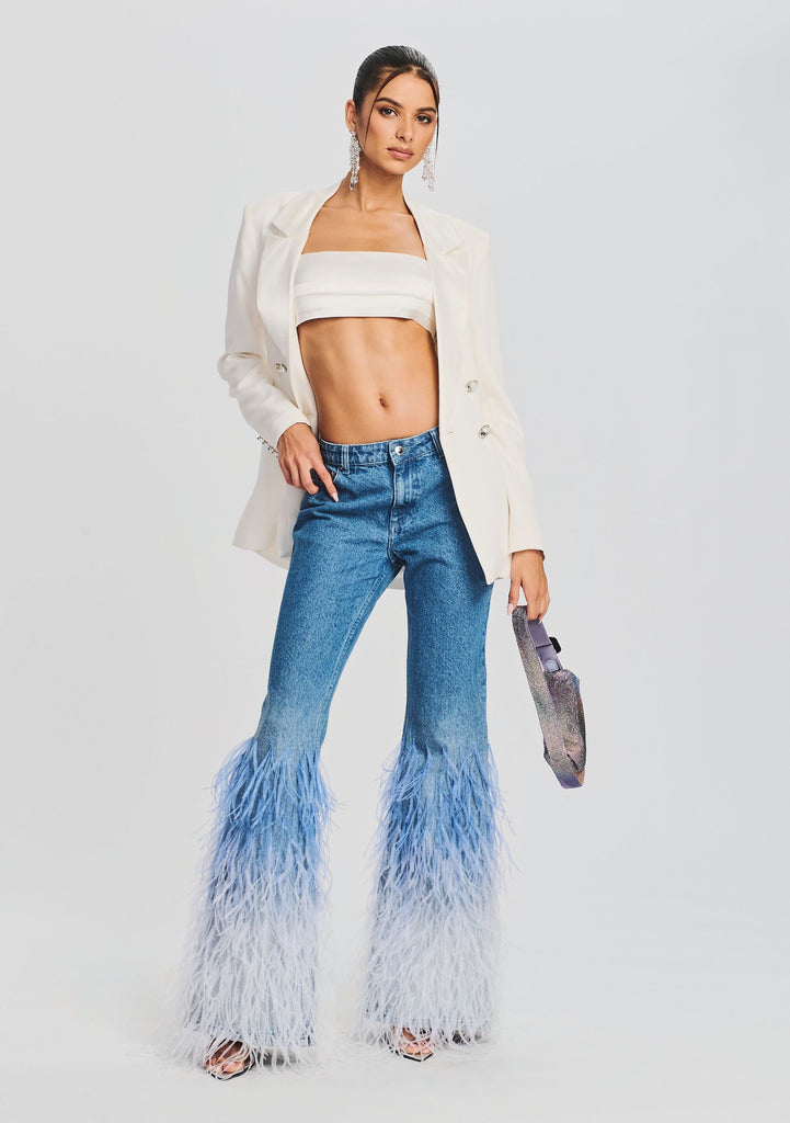 Moore Mid Rise Flare Feather Jean – Retrofete